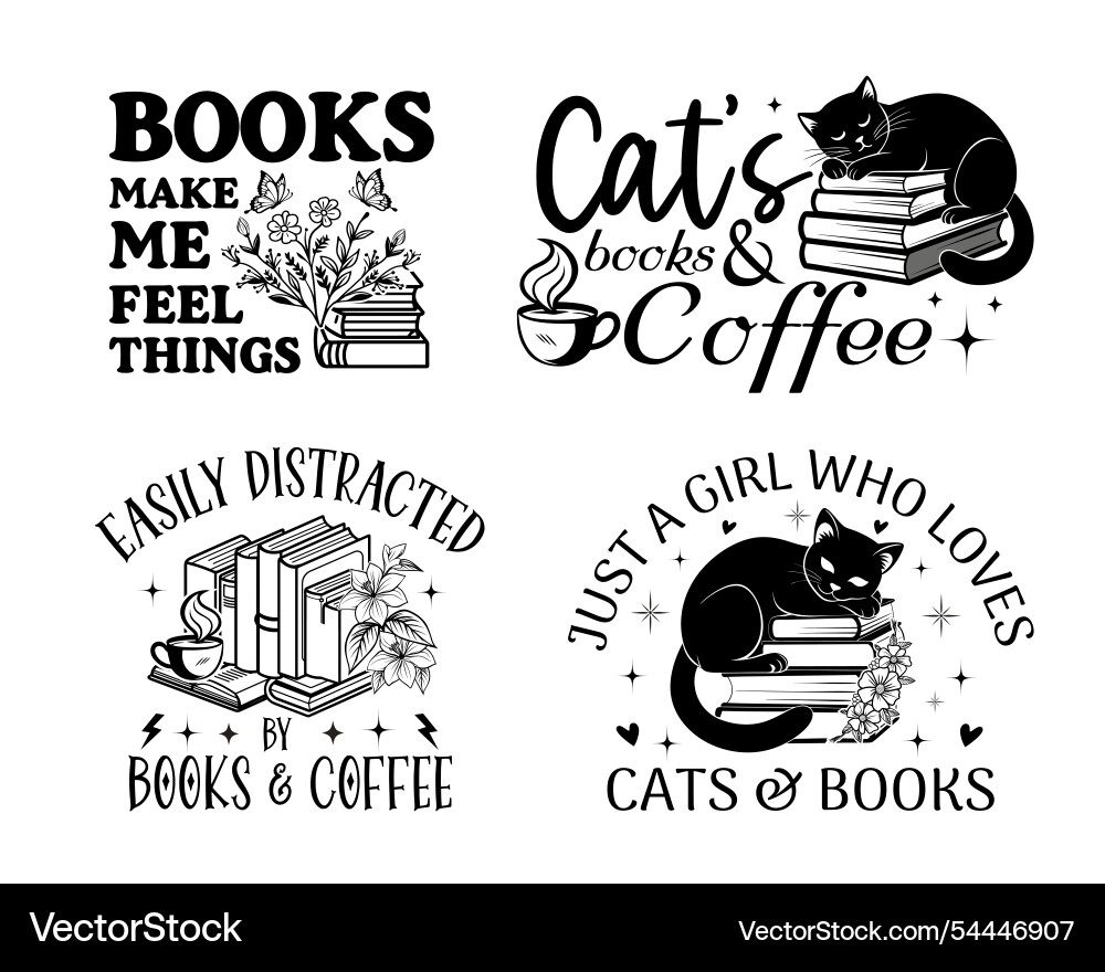 Books & Coffee SVG Collection Royalty Free Vector Image