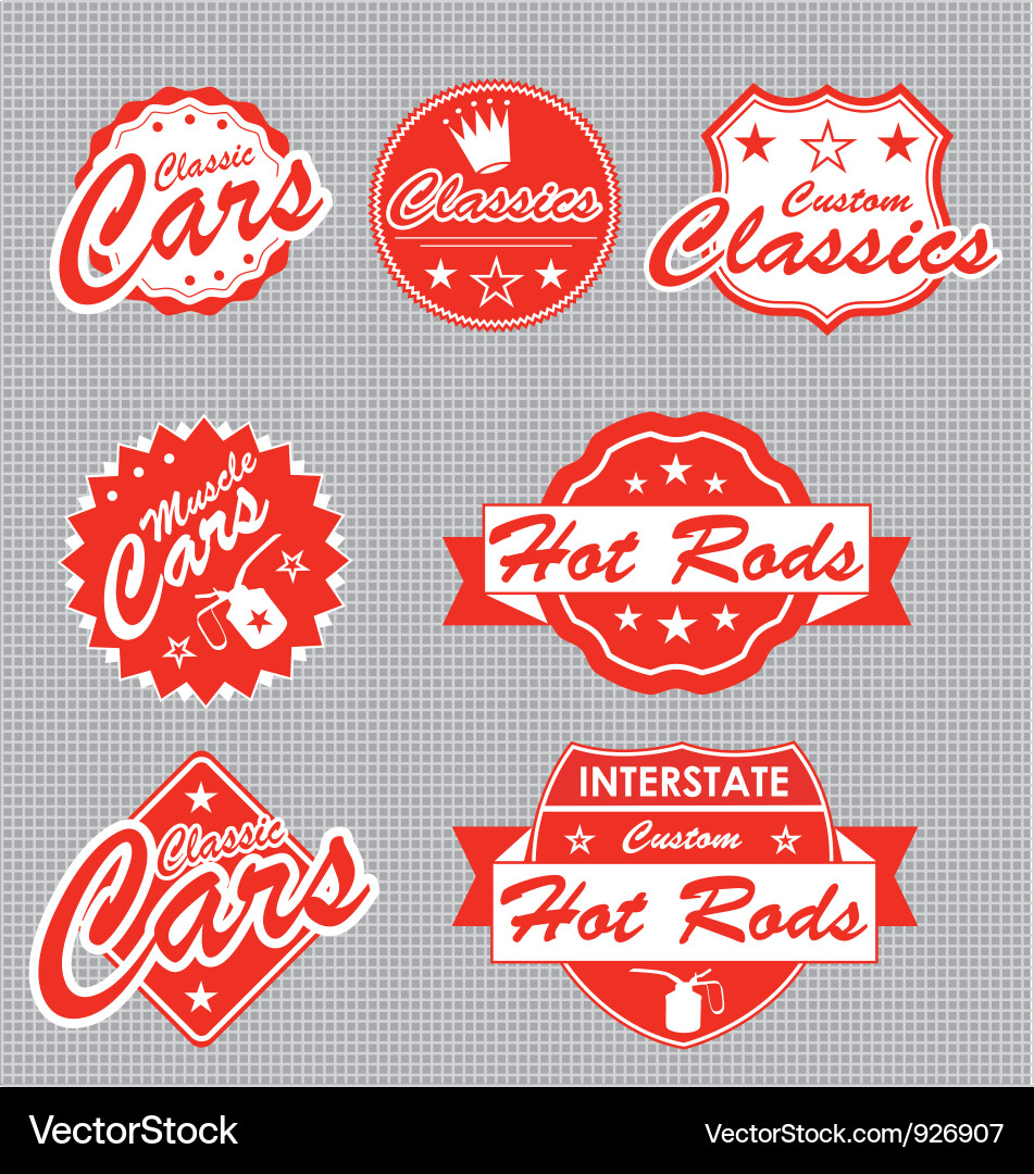 Classic Car Labels & Badges Royalty Free Vector Image