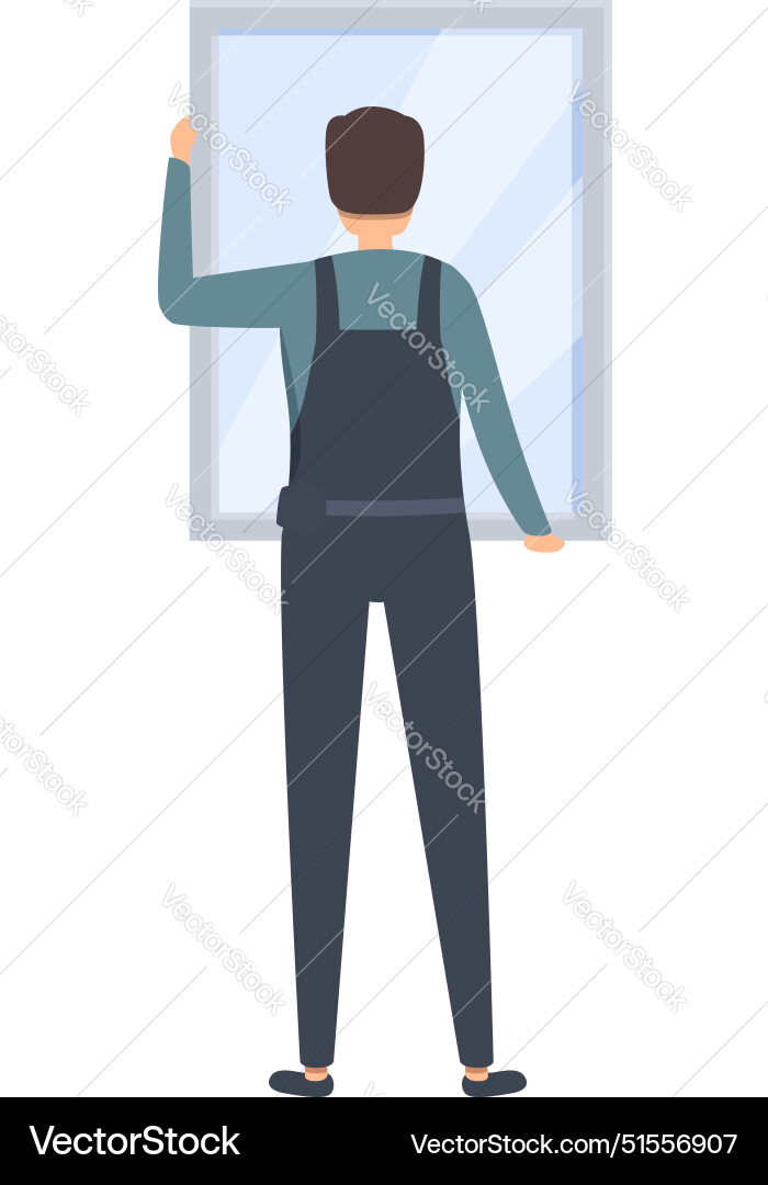 Construction worker is installing a new window Vector Image