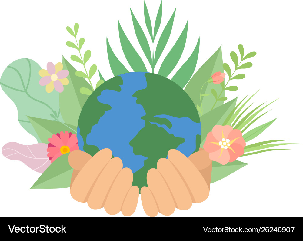 Human hands holding earth planet save Royalty Free Vector