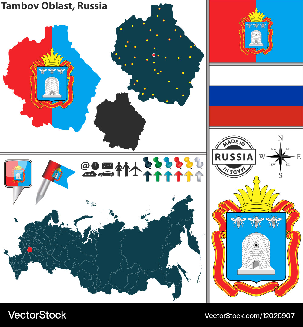 Map of oblast tambov Royalty Free Vector Image