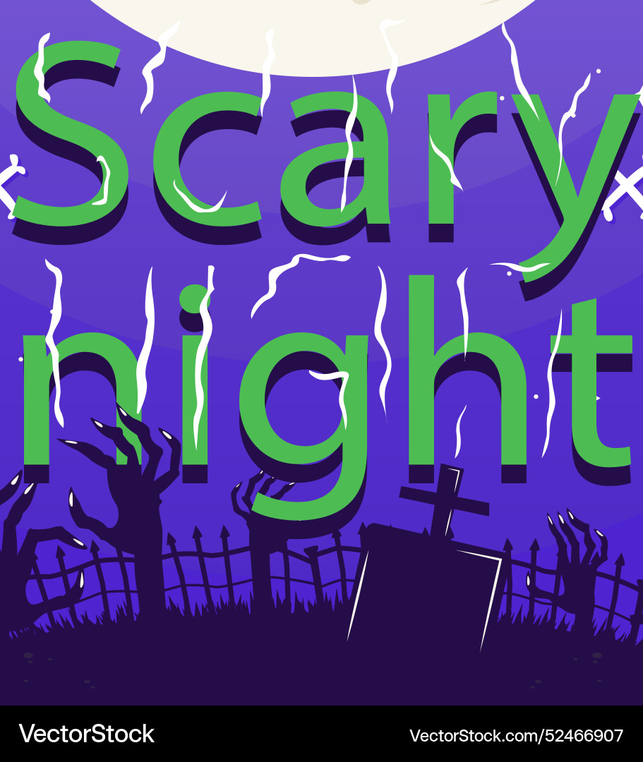 Scary night - lettering design Royalty Free Vector Image