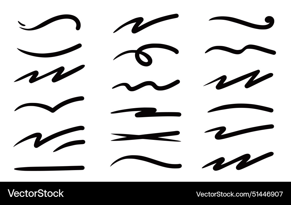 Squiggle brush scribble underline marker pen Vector Image