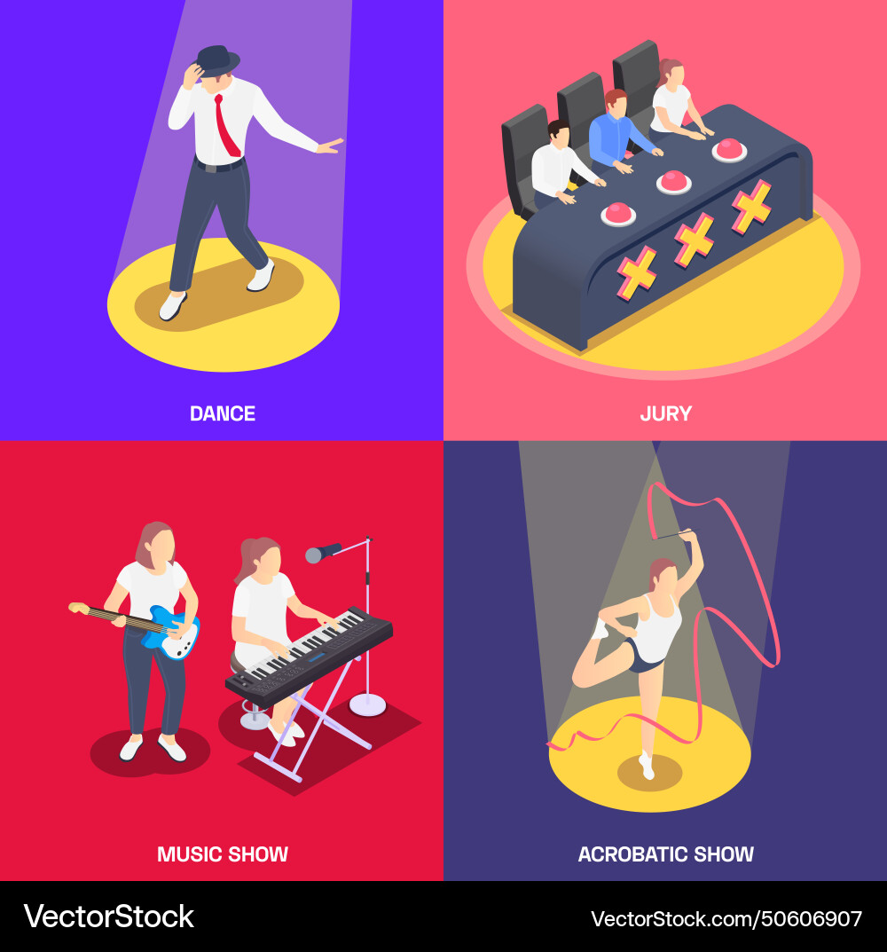 Talent show isometric set Royalty Free Vector Image
