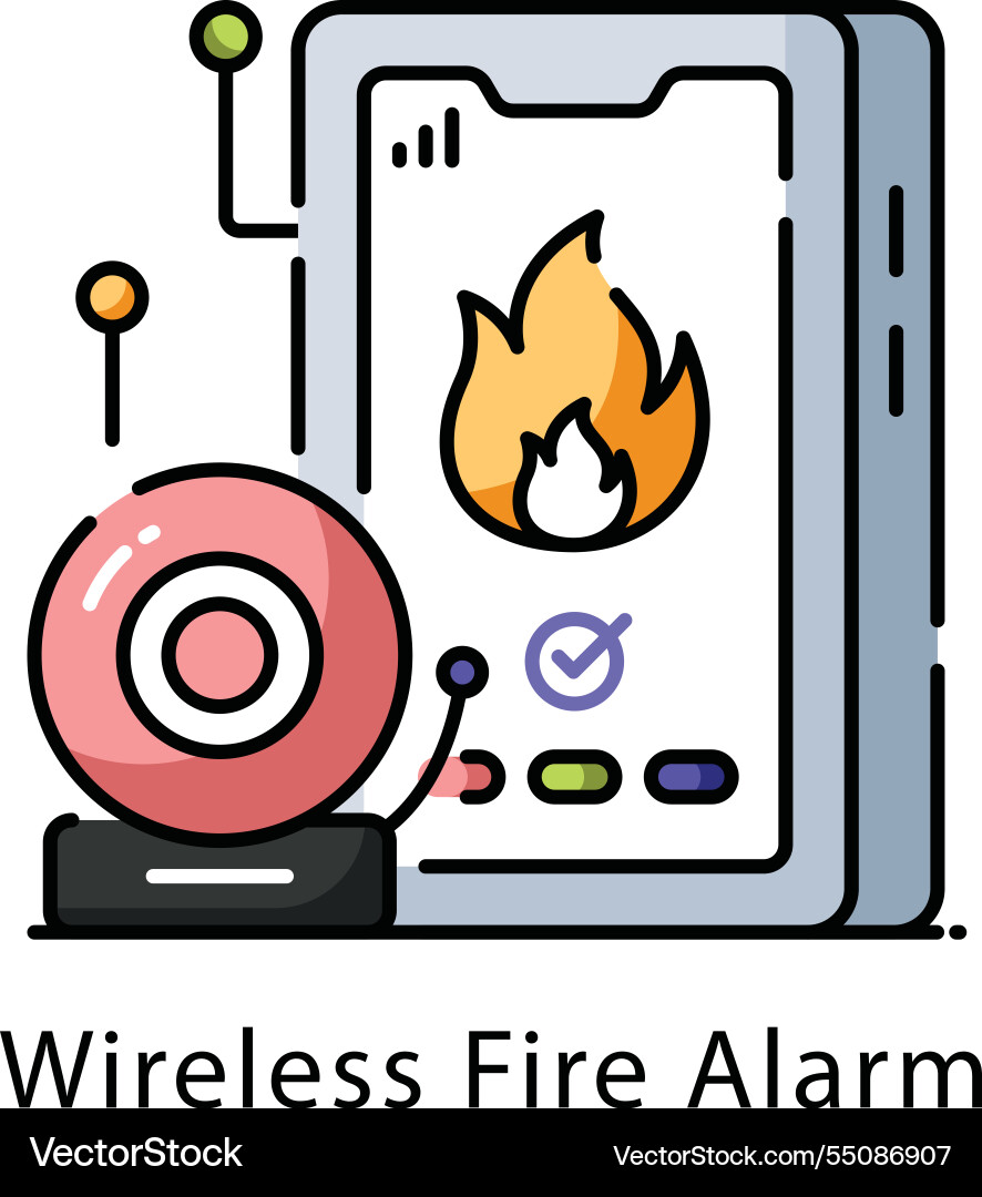 Wireless fire alarm filled Royalty Free Vector Image