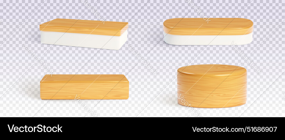 Wooden platforms set on transparent background Vector Image