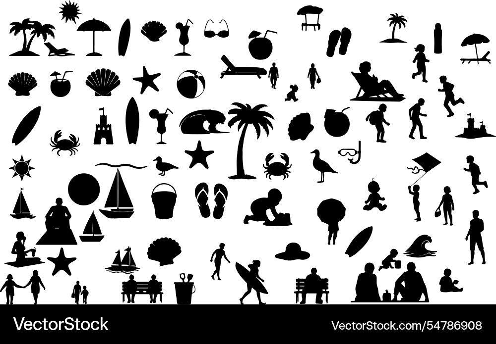 Beach silhouette Royalty Free Vector Image - VectorStock