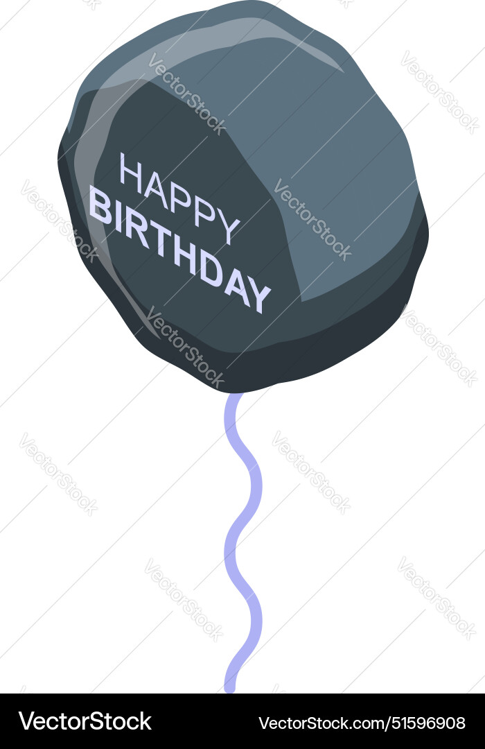 Dark grey happy birthday balloon floating Vector Image