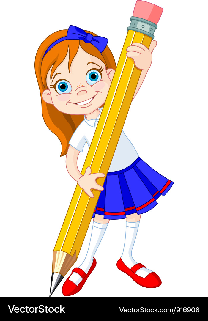 Girl pencil Royalty Free Vector Image - VectorStock