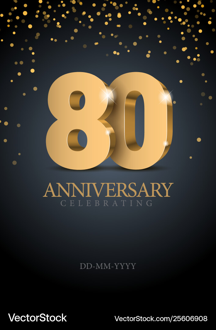 Gold 80th Anniversary Numbers Royalty Free Vector Image