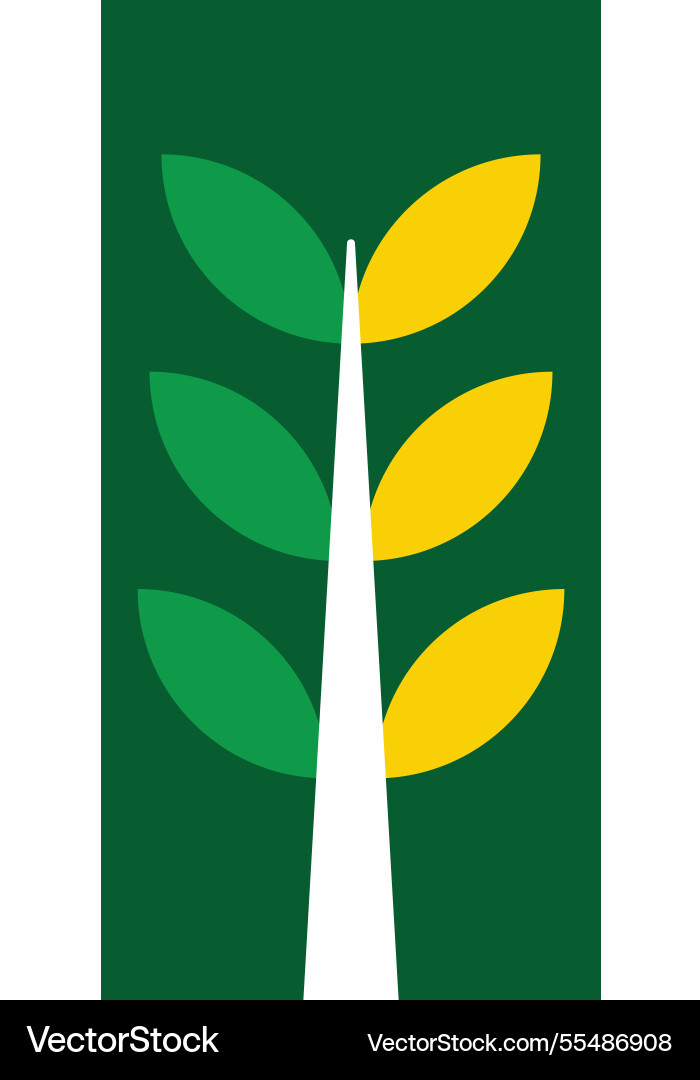 Green yellow leafy plant geometry Royalty Free Vector Image