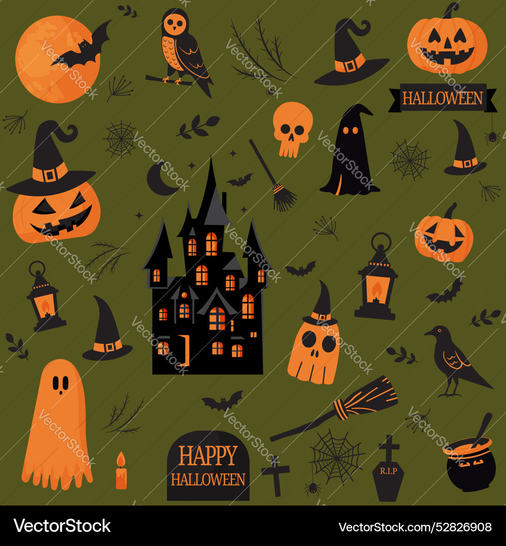 Halloween elements seamless pattern design Vector Image