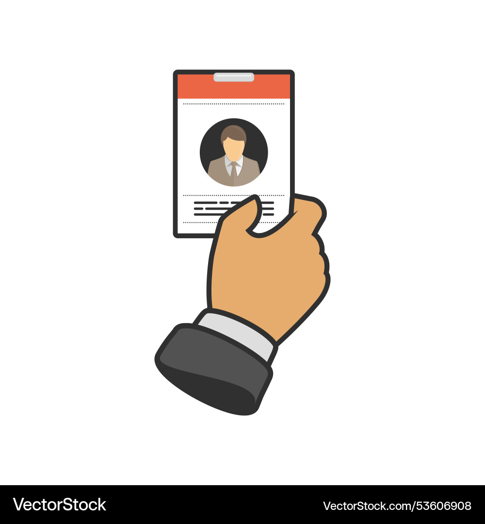 Hand holding the id card businessman holds Vector Image