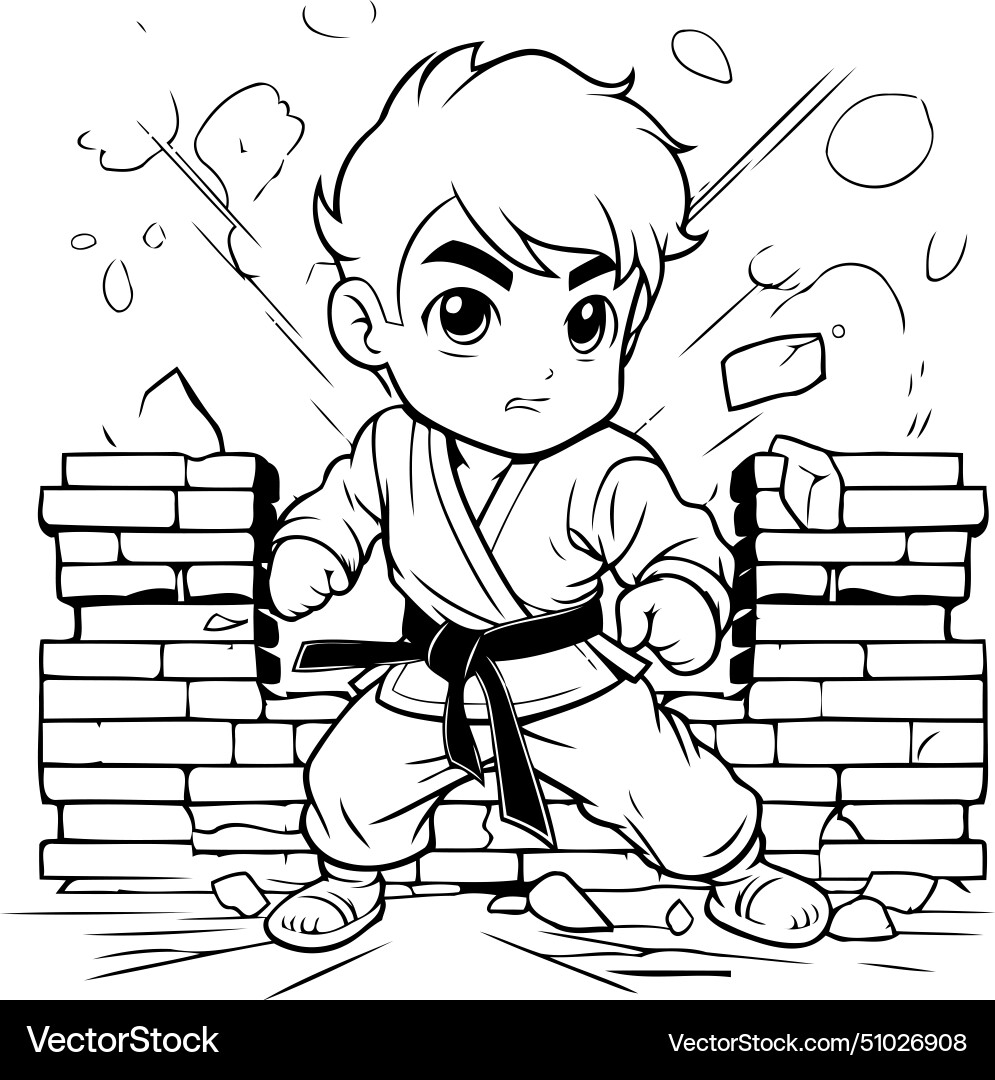 Karate boy in kimono Royalty Free Vector Image