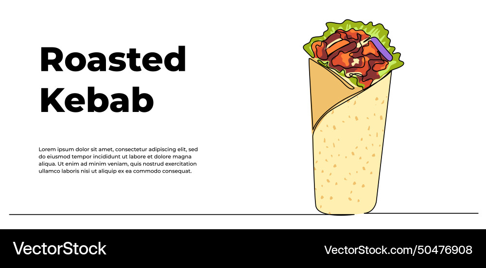 Kebab one continuous line design restaurant food Vector Image