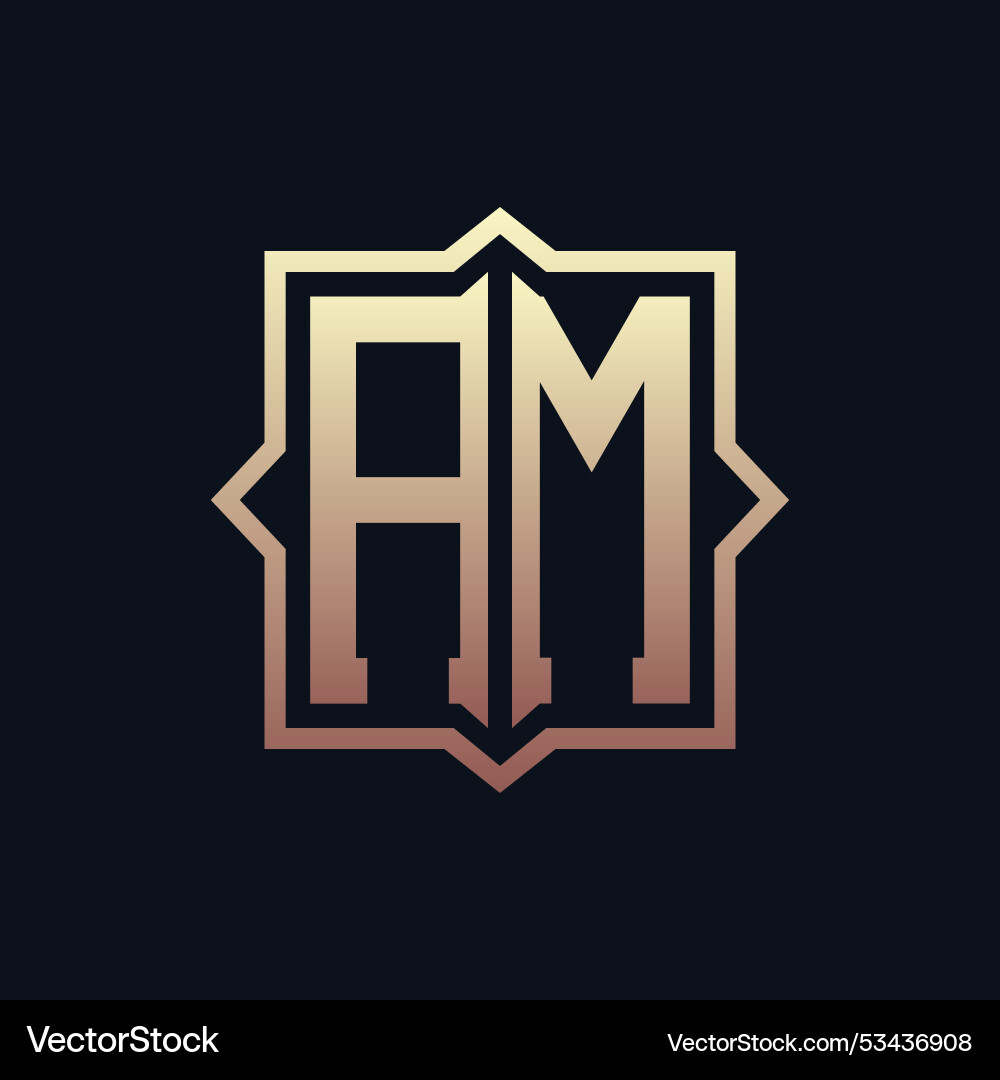 Luxury initial am monogram logo design elegant Vector Image