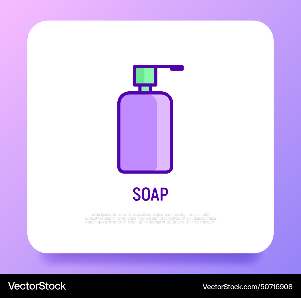 Soap dispenser bottle with pump thin line icon Vector Image