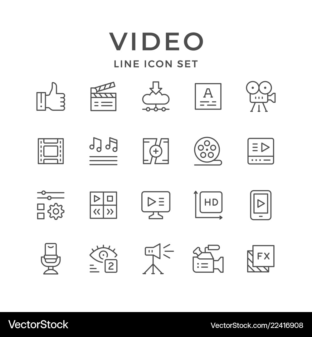 Video Line Icons Set Royalty Free Vector Image