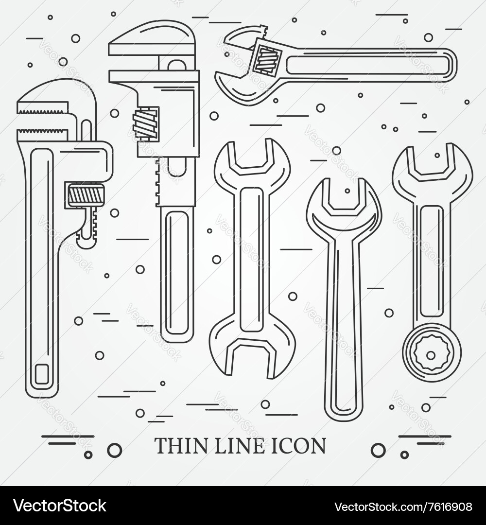Wrench icons drawing wr Royalty Free Vector Image