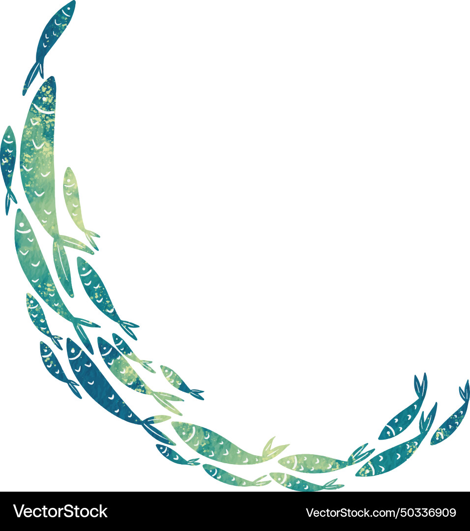 Abstract school of fish watercolor for marine life