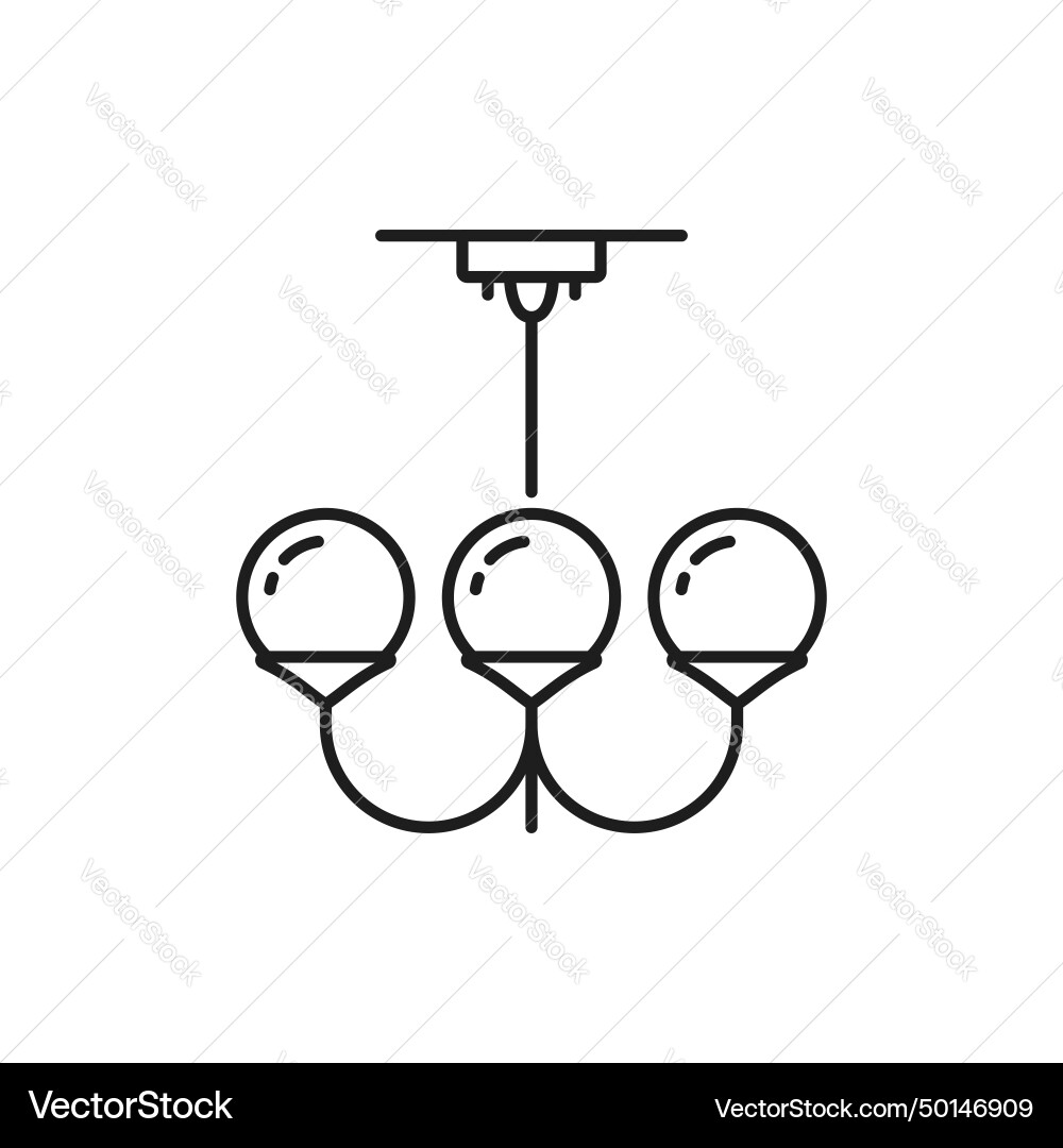 Ceiling lamp or chandelier light line icon Vector Image