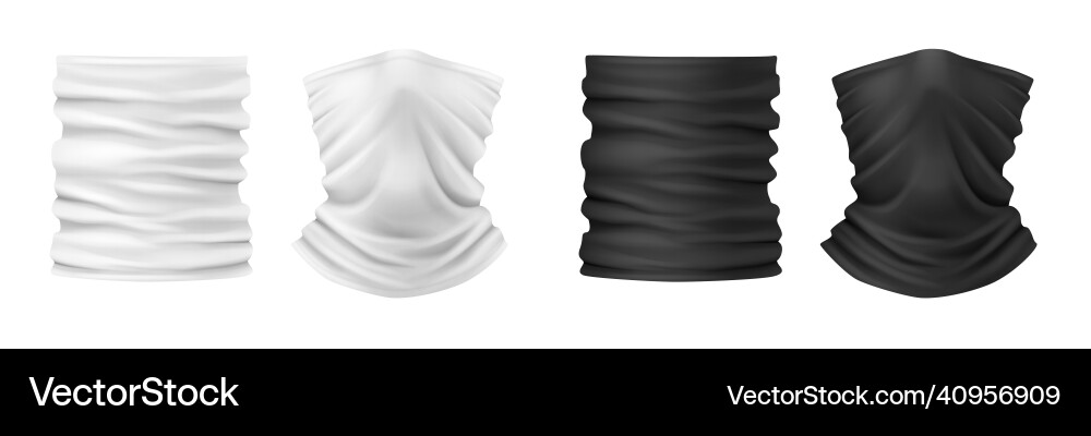 Face buff and bandana masks black white Royalty Free Vector