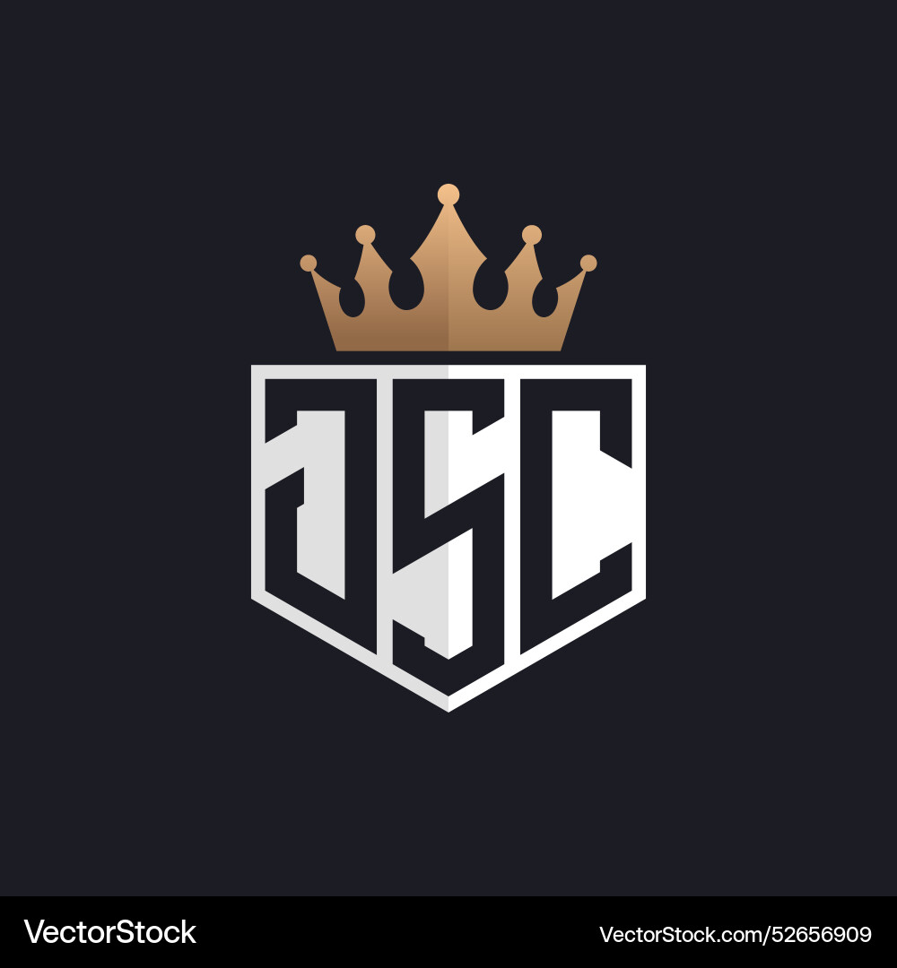 Luxury jsc logo with crown elegant initials Vector Image