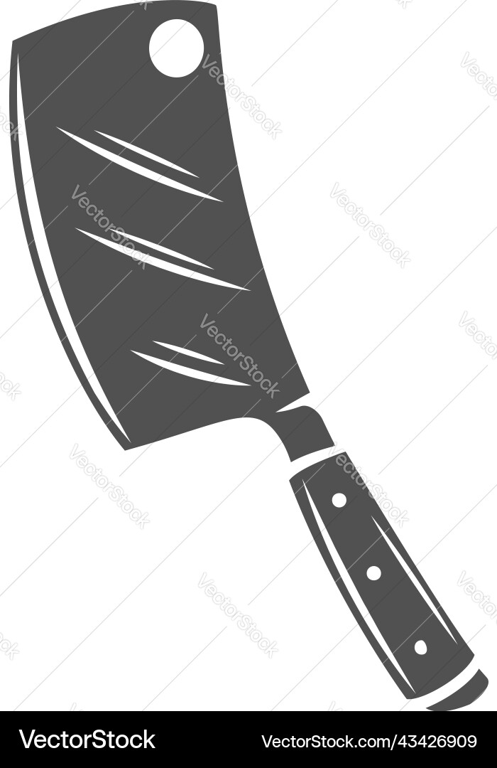 Meat Kitchen Cleaver Butcher Knife Silhouette Vector Image 