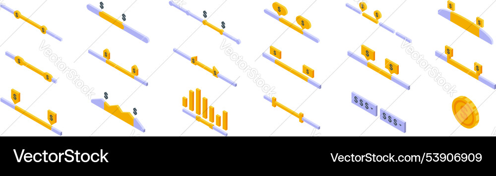 Price range icons set Royalty Free Vector Image