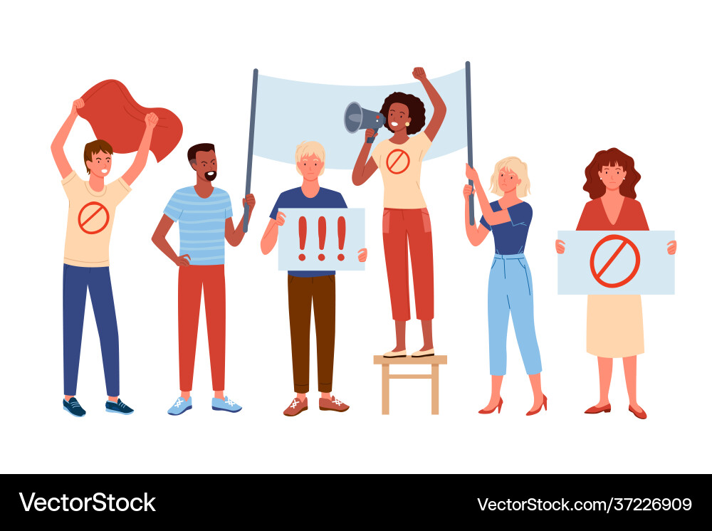 Protest Demonstration Cartoon People Royalty Free Vector