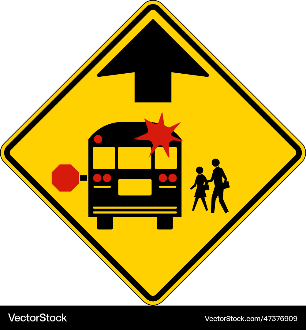 School Bus Stop Sign - Ahead Warning Royalty Free Vector