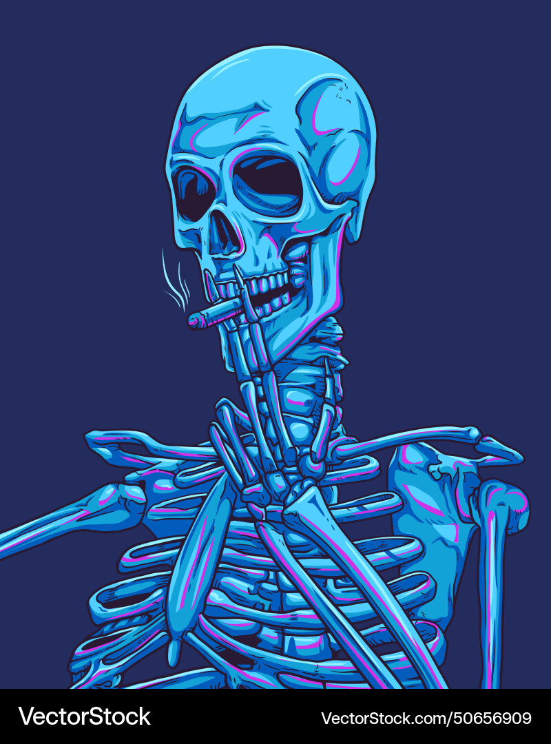 Skeleton smoking cigarette Royalty Free Vector Image