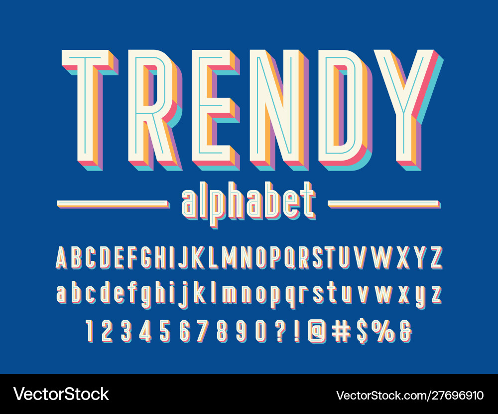 3d retro font Royalty Free Vector Image - VectorStock
