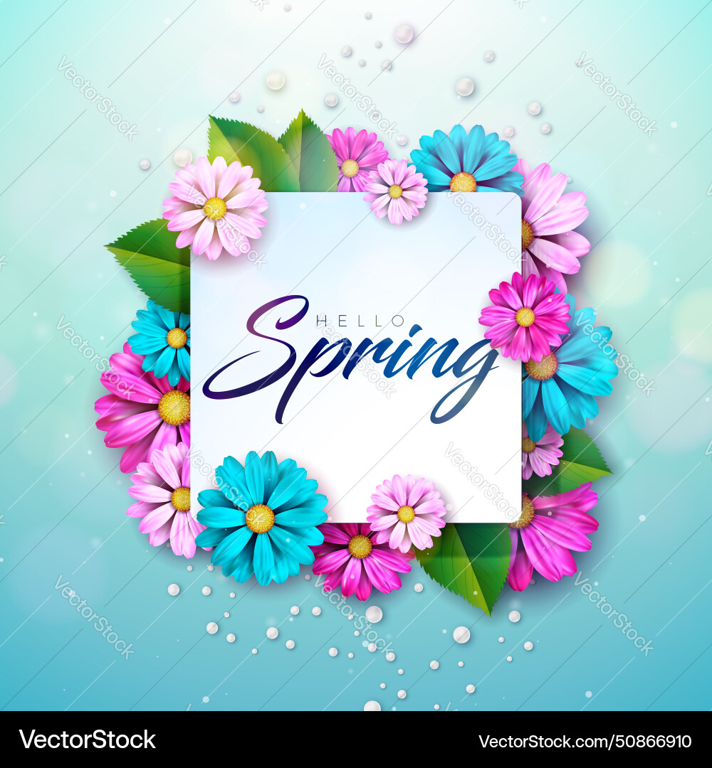 Hello spring nature theme Royalty Free Vector Image