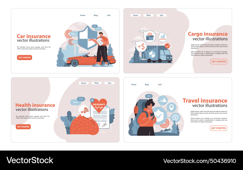Insurance selection set modern interface Vector Image