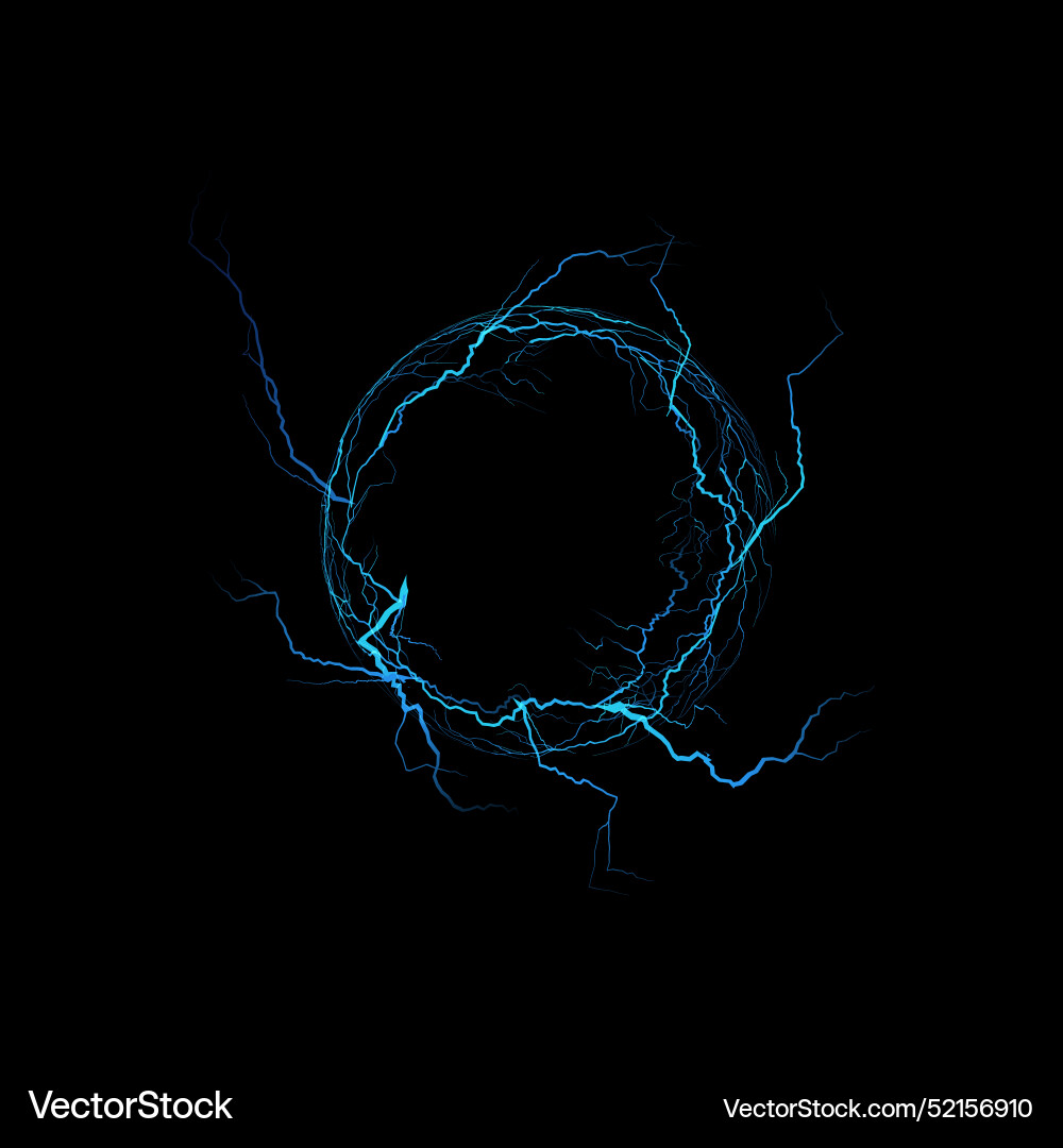 Magic circle of thunderbolt blue bolt lightning Vector Image