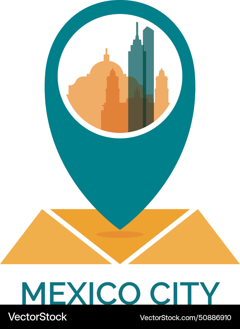 Mexico map city pin point geolocation modern Vector Image