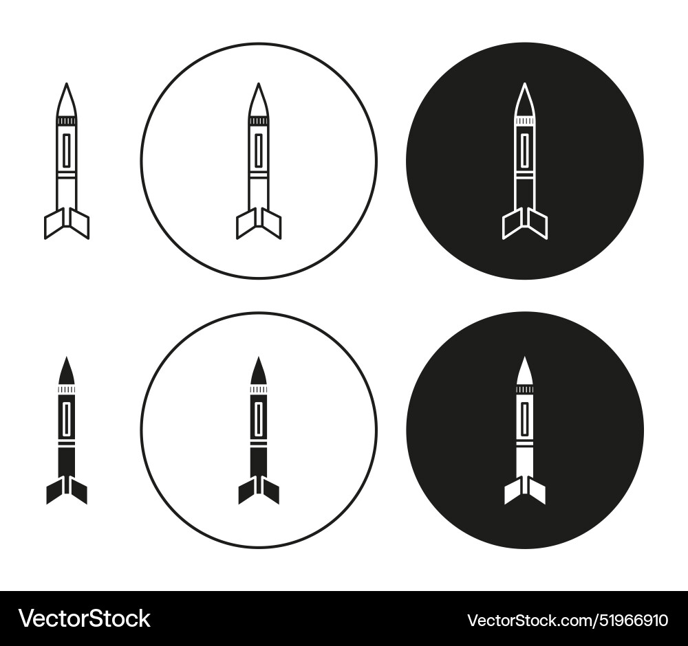 Missile linear thin line icon graphics missile Vector Image