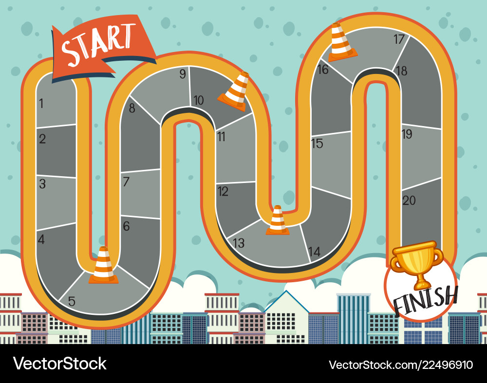 Racing road board game template Royalty Free Vector Image