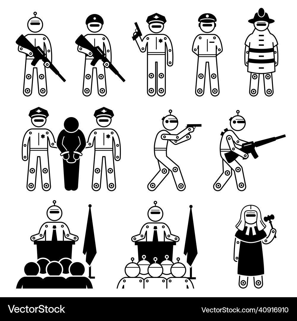 Roboter humanoid Soldat Polizei Richter Lizenzfreier Vektor