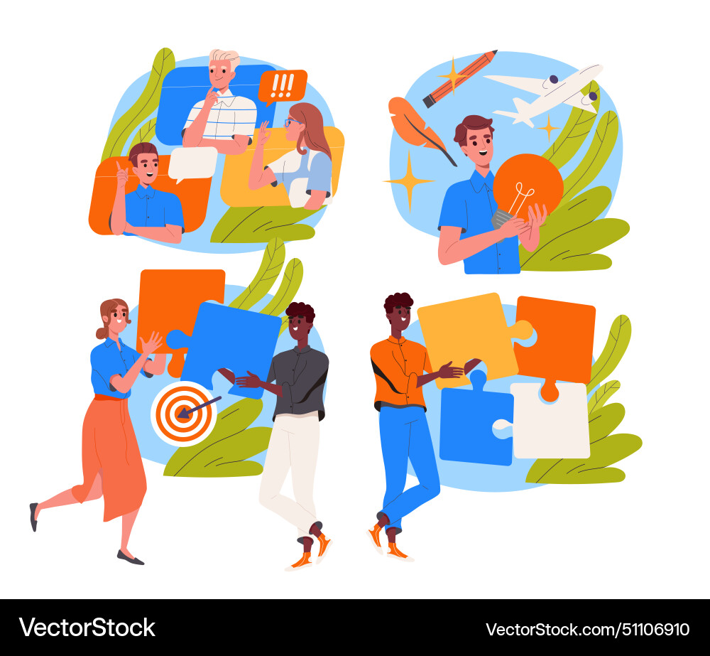 Soft skills concept diverse people Royalty Free Vector Image