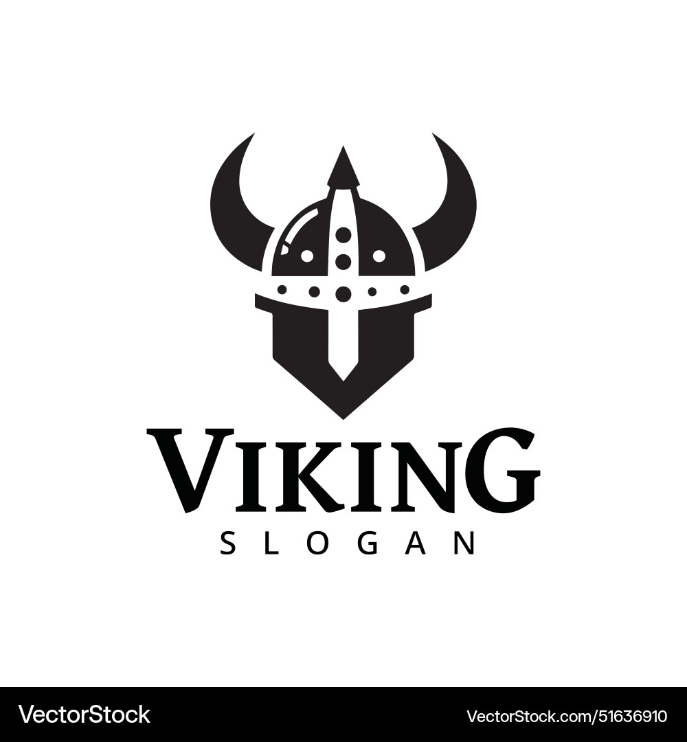 Viking warrior helmet logo design template Vector Image