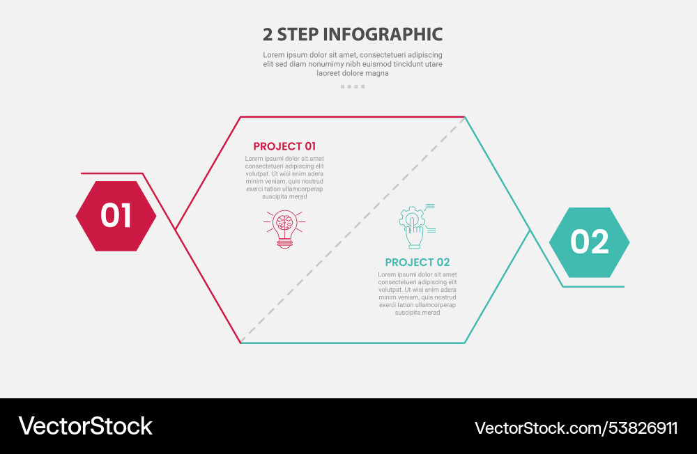 2 points template infographic outline style Vector Image