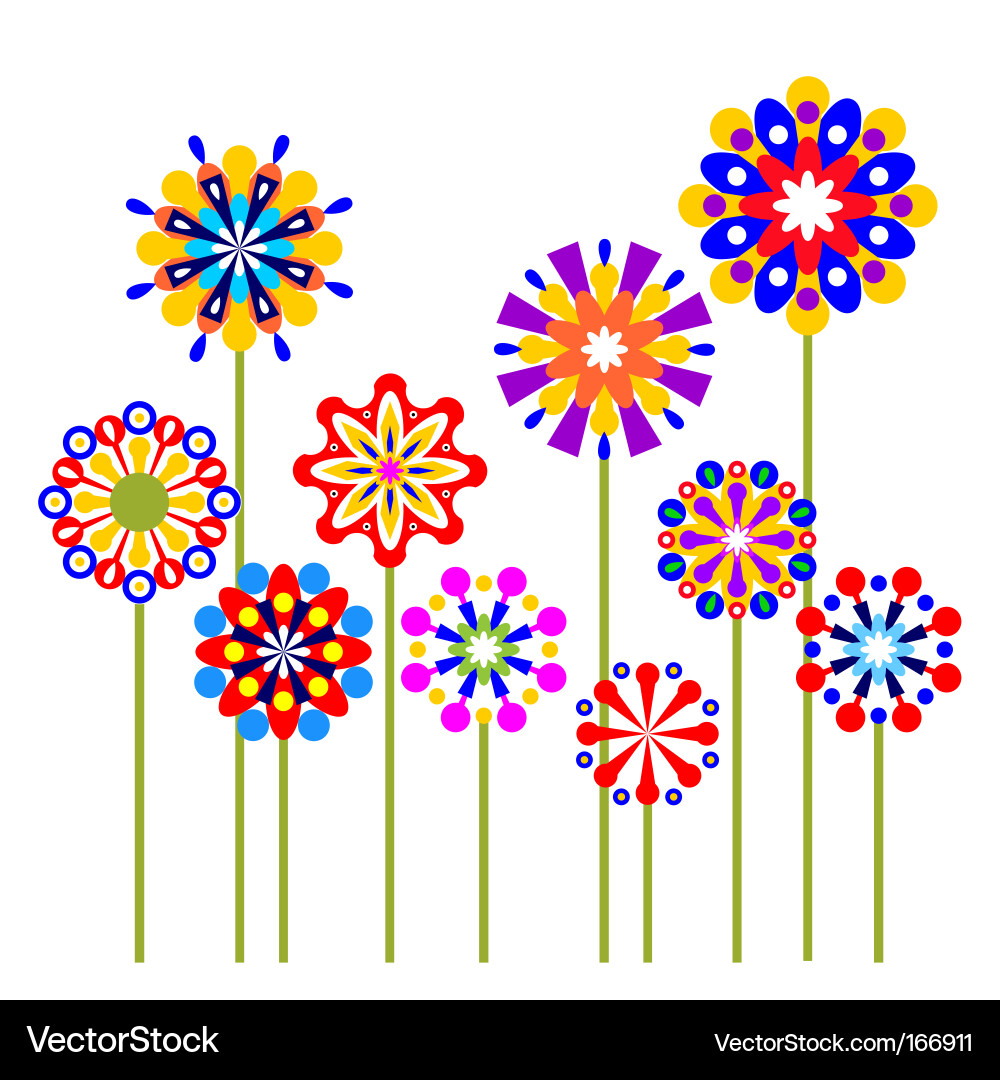 Colorful abstract flowers Royalty Free Vector Image
