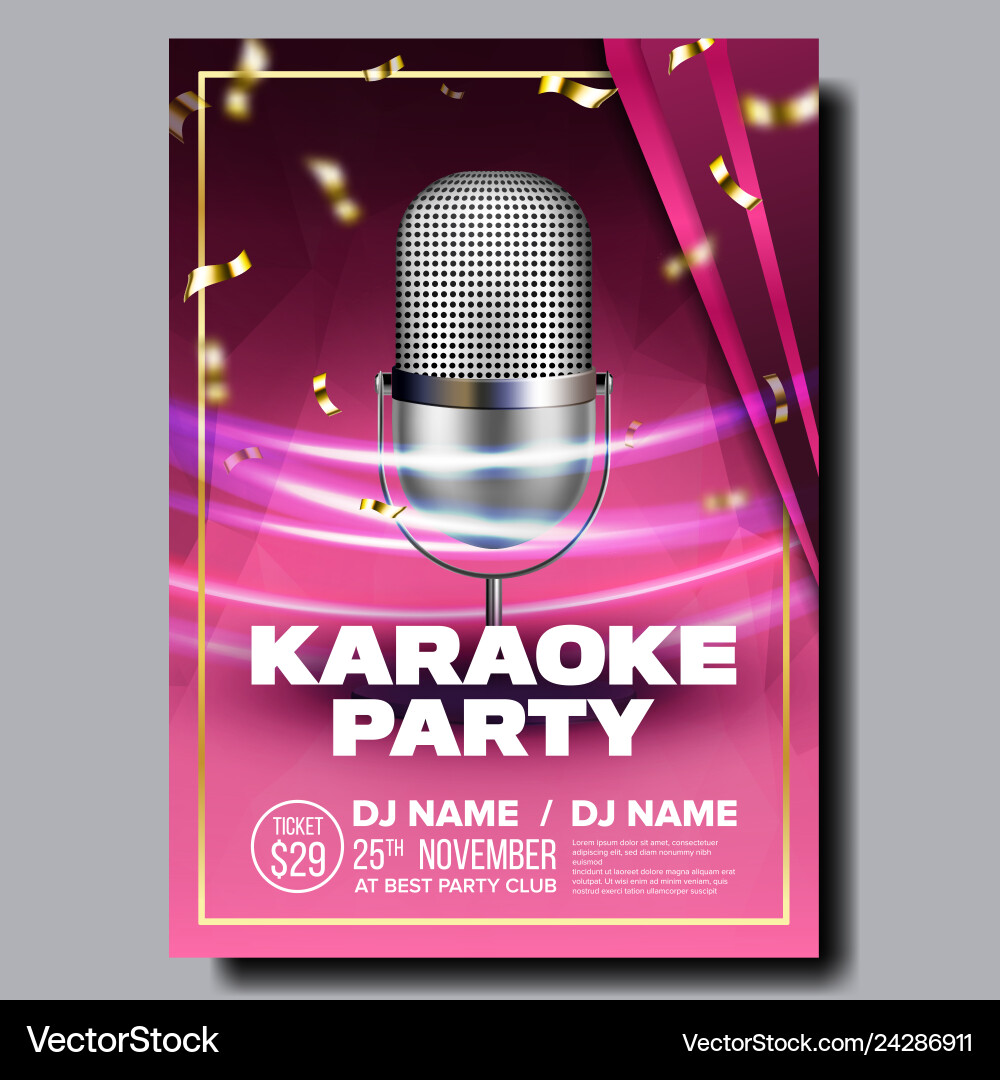 Karaoke poster dance event Royalty Free Vector Image
