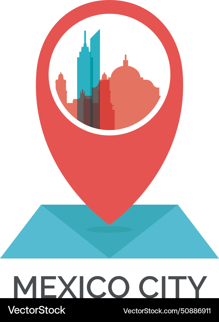 Mexico map city pin point geolocation modern Vector Image