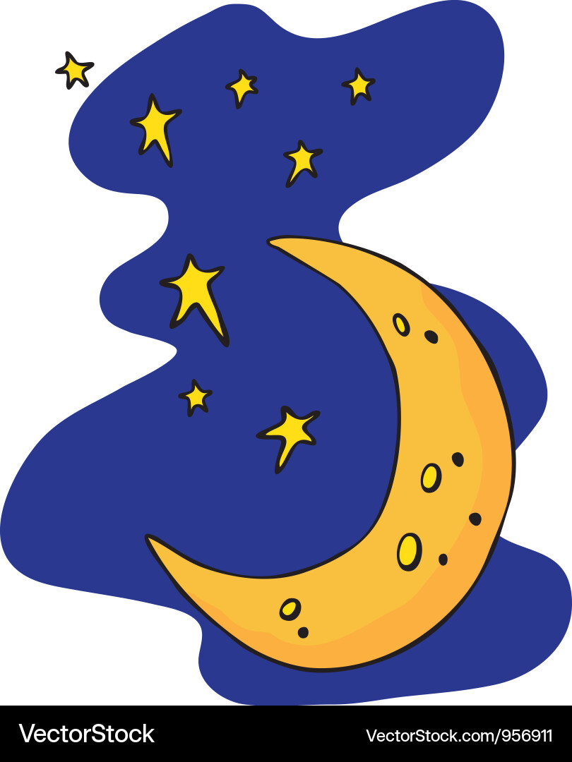 Moon stars Royalty Free Vector Image - VectorStock