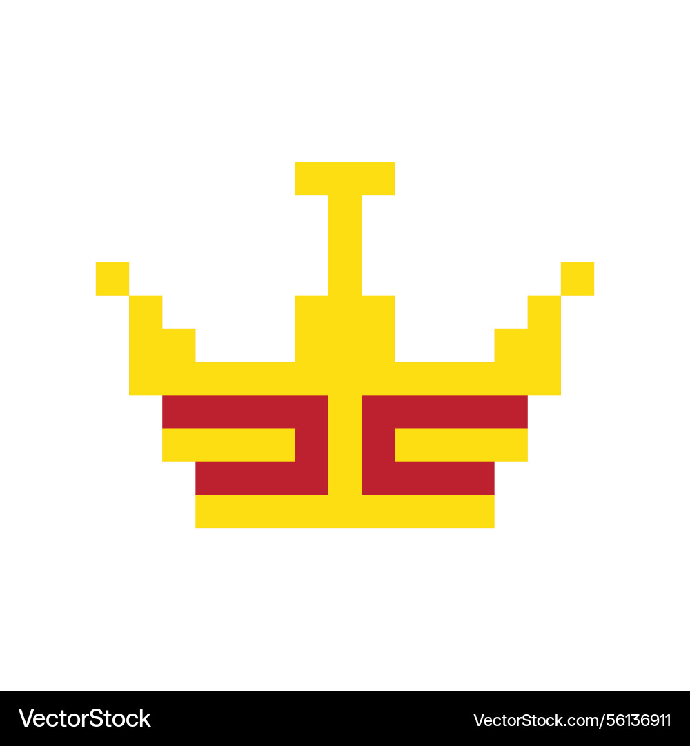 Pixel art crown 8 bit king icon retro style queen Vector Image