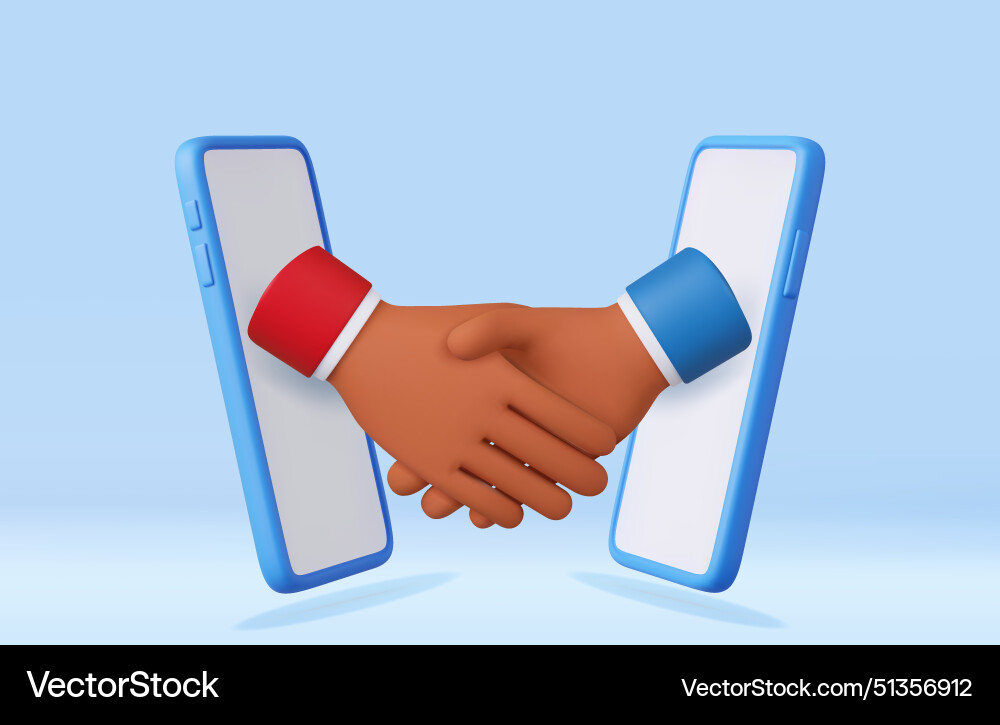 3d hand shake icon gesture Royalty Free Vector Image