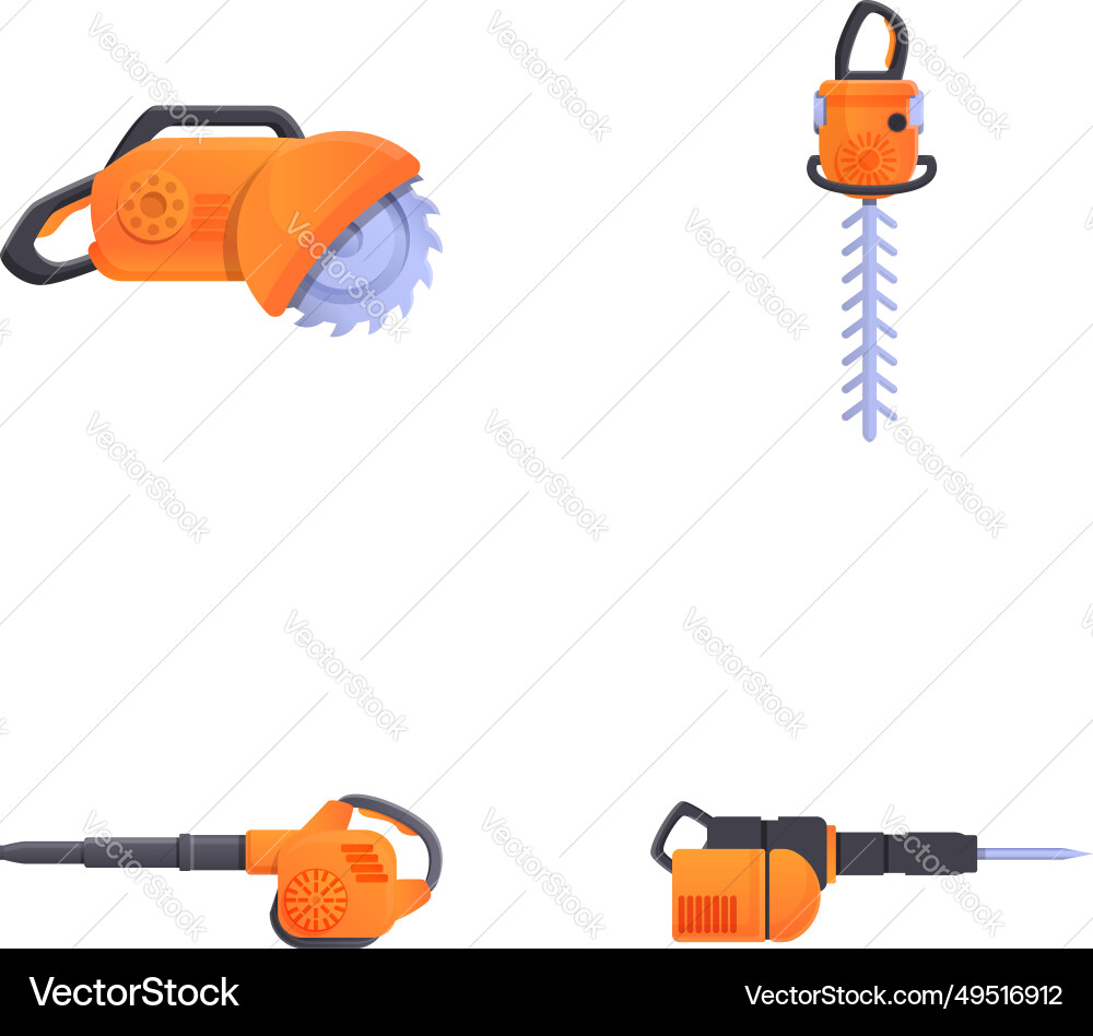 Electric tool icons set cartoon various Royalty Free Vector